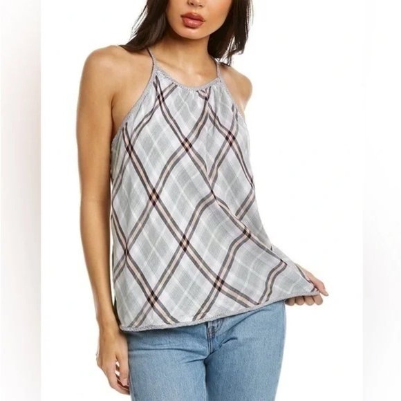 Bella Dahl | Tops | Bella Dahl Tencel Plaid High Neck Sleeveless Blouse ...